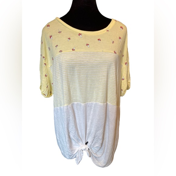 NOBO | Tops | Nobo Yellow White Red Mushroom Striped Whimsical Kidcore ...